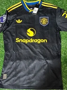 Shirts | Manchester United Black Yellow Jersey Snapdragon Sponsor ...